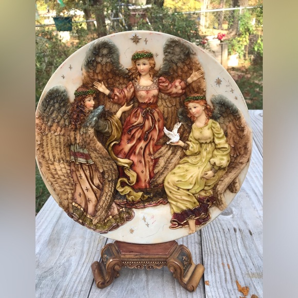 Source Unknown | Accents | 3d Angel Plate Ceramic Handcraftedwith Stand ...